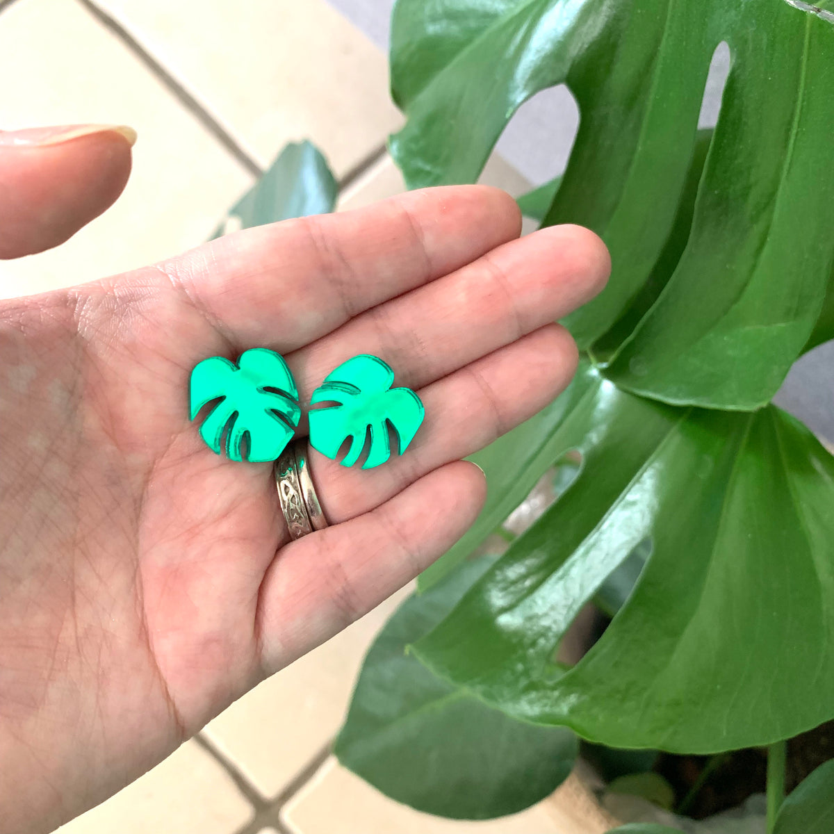 Shady Lady Small Monstera Studs – Birdee & Star
